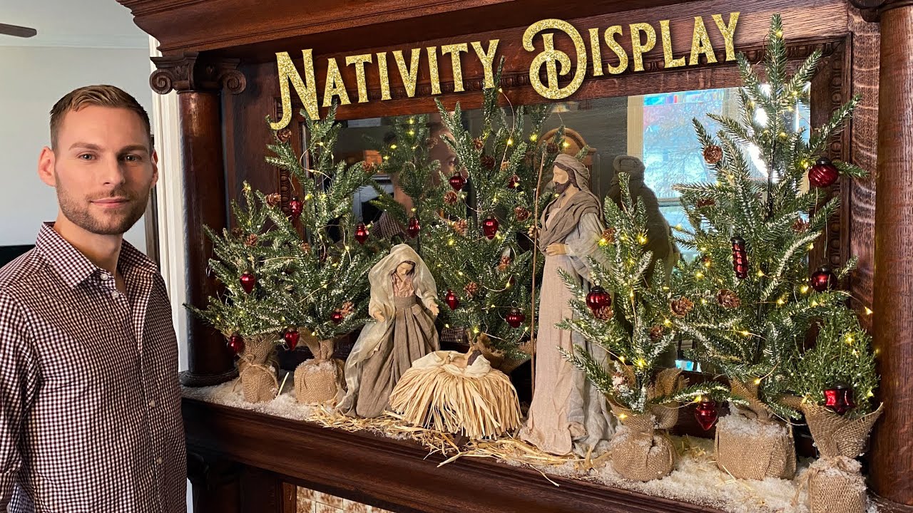 Winter Woods Nativity Display - Christmas Mantel Decorating - Christmas Fireplace Décor