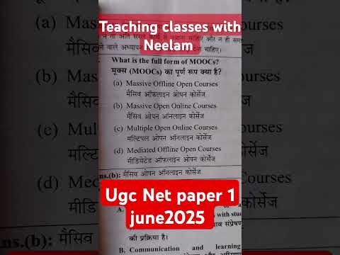 moocs full form ugc net paper 1 june 2025 by Neelam mam 🔥🎯👌
