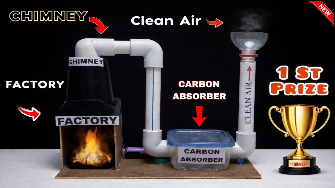 Unbelievable Science Project! 🏆 Carbon Purification Model for Factories 🌍 | Clean Air Experiment