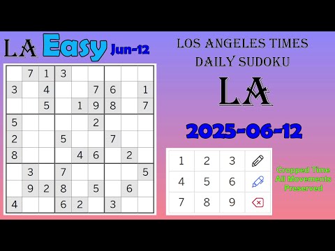 Los Angeles Times Daily Sudoku 2025-06-12 2174 Easy
