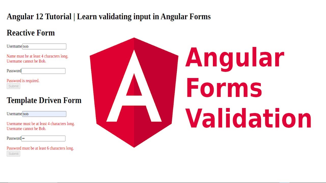 Angular Forms Validation | Validating input in reactive and template driven forms in Angular App