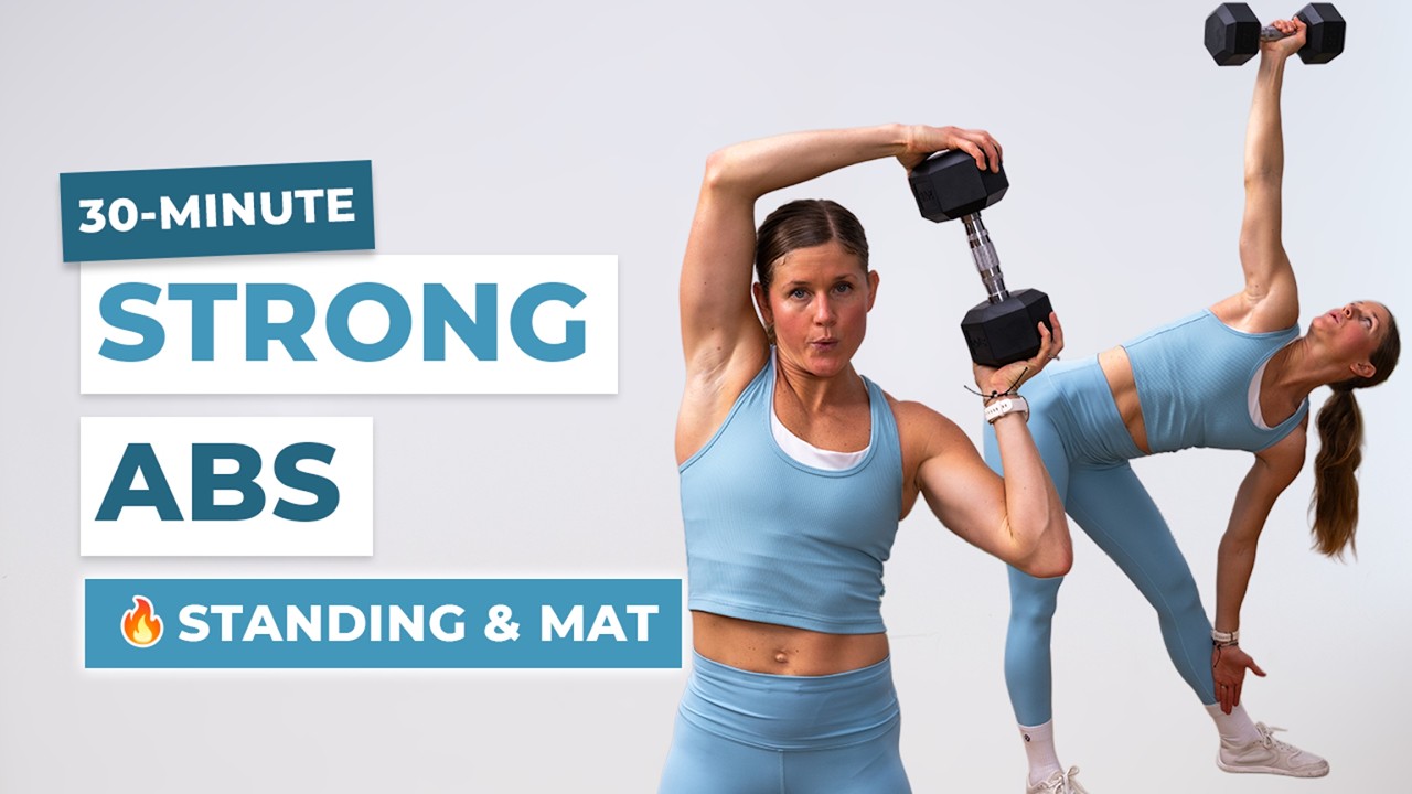 30-Minute Dumbbell Ab Workout | Standing, Mat + Power Core (No Repeats!)