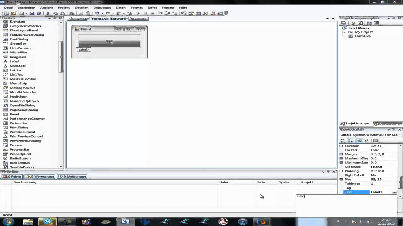 Visual basic 08 Textdocument erstellen 