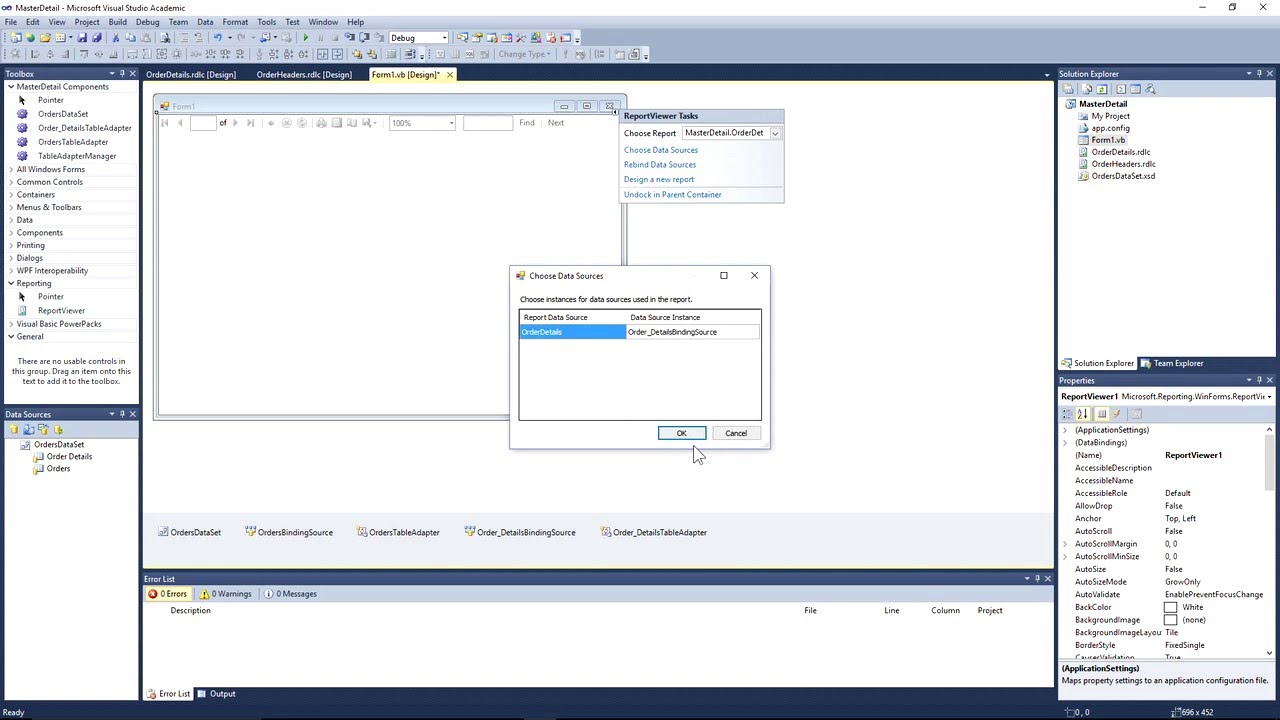 Visual Studio 2010 Master/Detail Report - Visual Basic