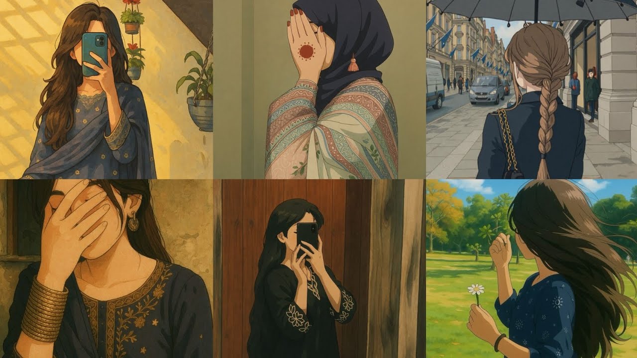  New Cartoon Hidden Face Girls DPZ | Aesthetic Profile Pictures for Girls | Cute Aesthetic DPZ