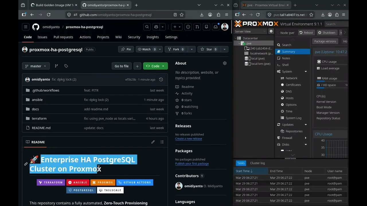 Enterprise HA PostgreSQL on Proxmox: Automated with GitOps & IaC (Terraform & Ansible)