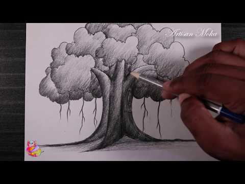 Art213|How to draw a Banyan tree step by step for beginners|How to draw a Banyan tree easy|Tree draw