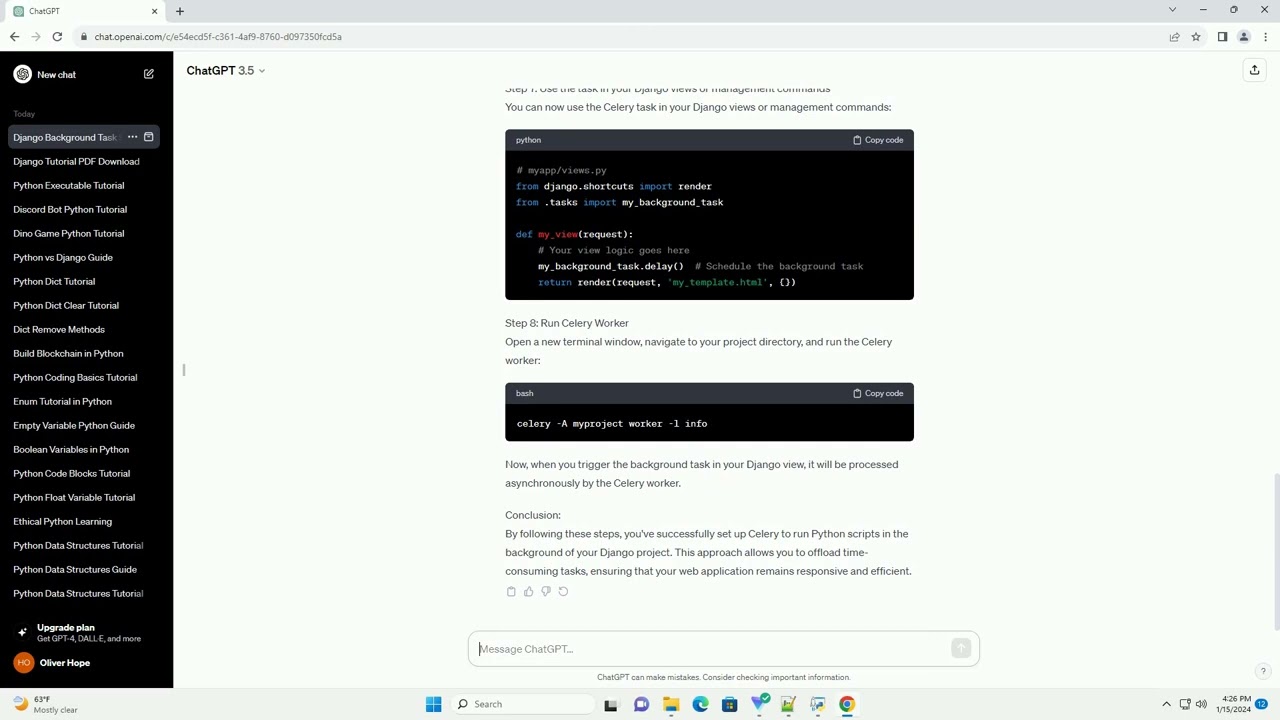 django run python script in background