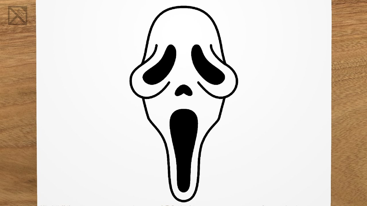 How to draw Ghost Face (Scream) step by step, EASY