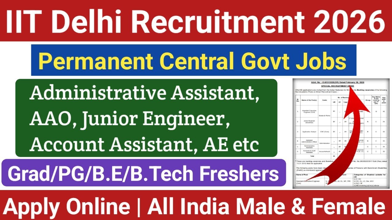 📢IIT Delhi Permanent Recruitment 2026 | Posting: Delhi✅ All India Candidates Eligible