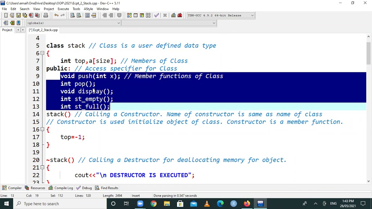 Object Oriented  Programming Lab : Experiment No. 2
