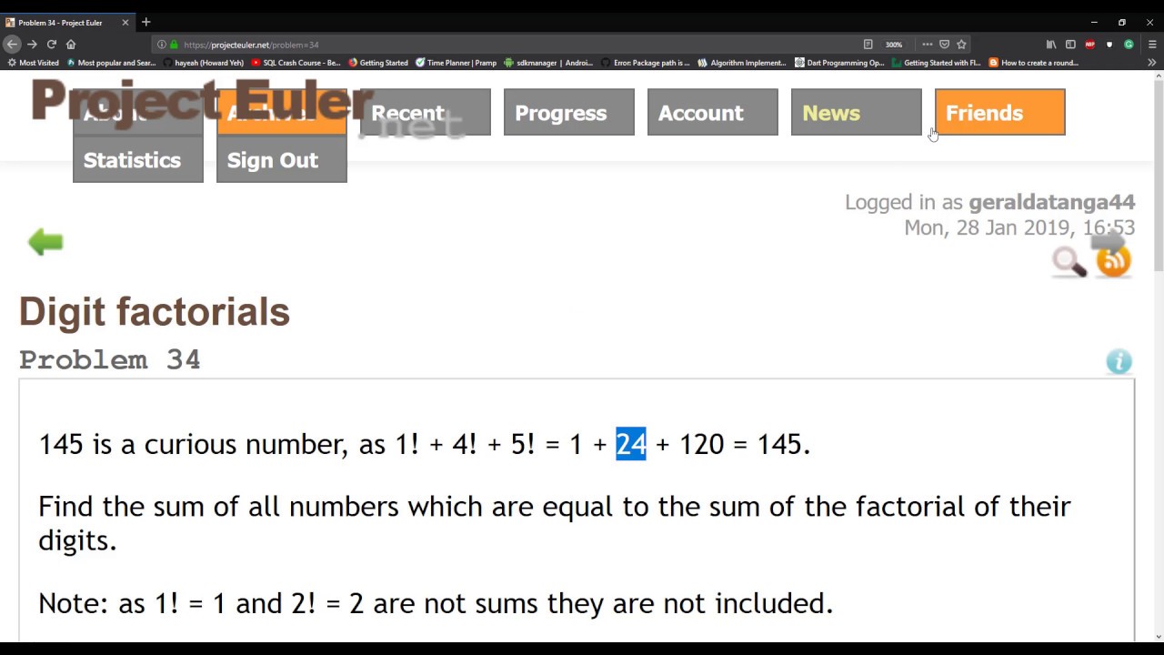 Project Euler 34 || Digit factorials || Java