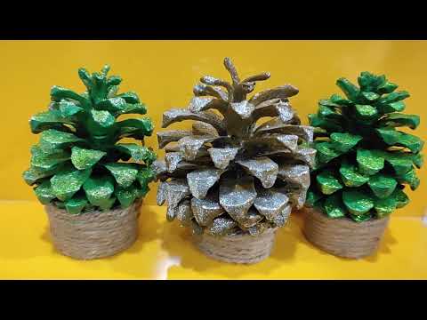Diy pinecone craft ideas how to make beautiful Christmas tree 🎄
