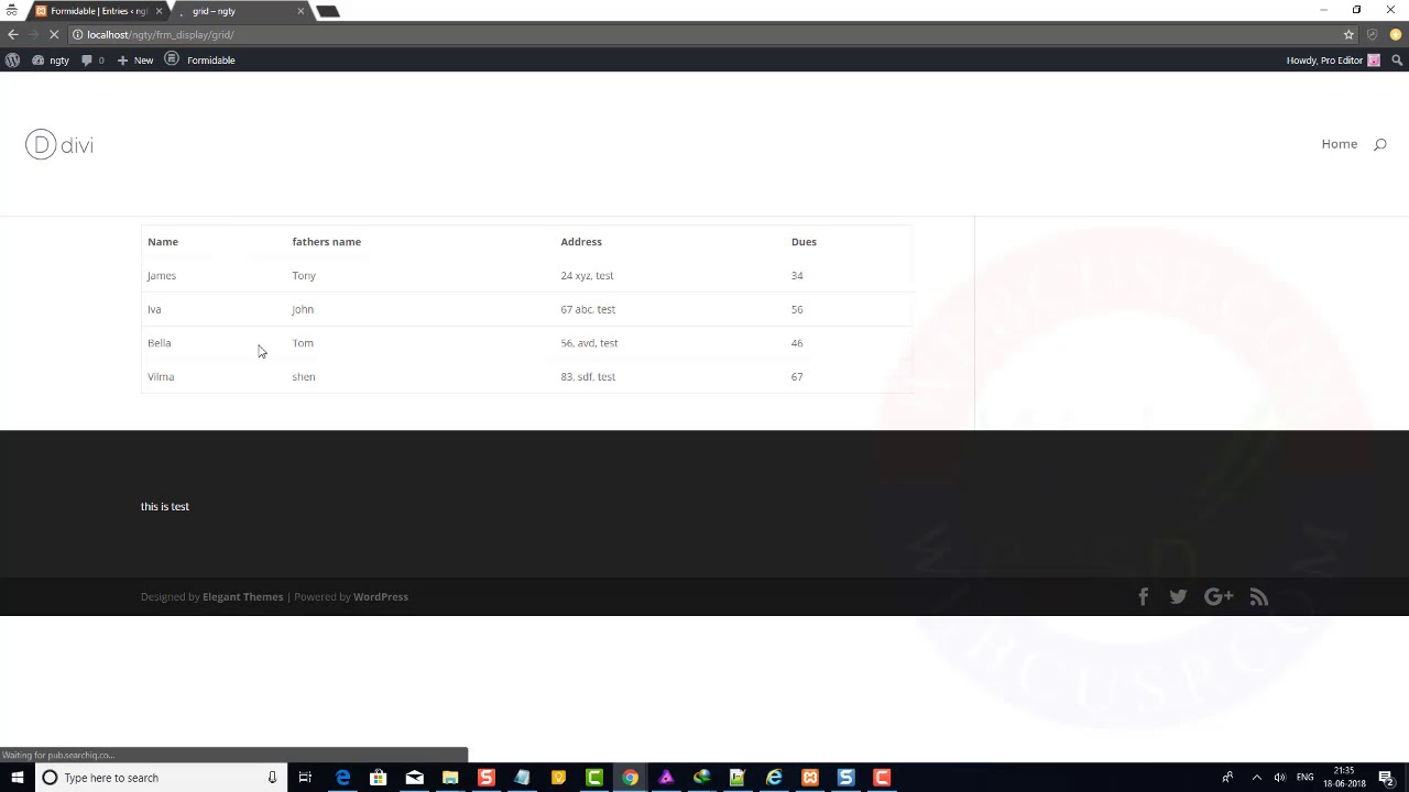 Display Formidable Forms Repeater fields data in tabular form