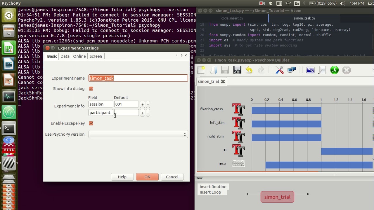 Simon experiment - Builder - PsychoPy