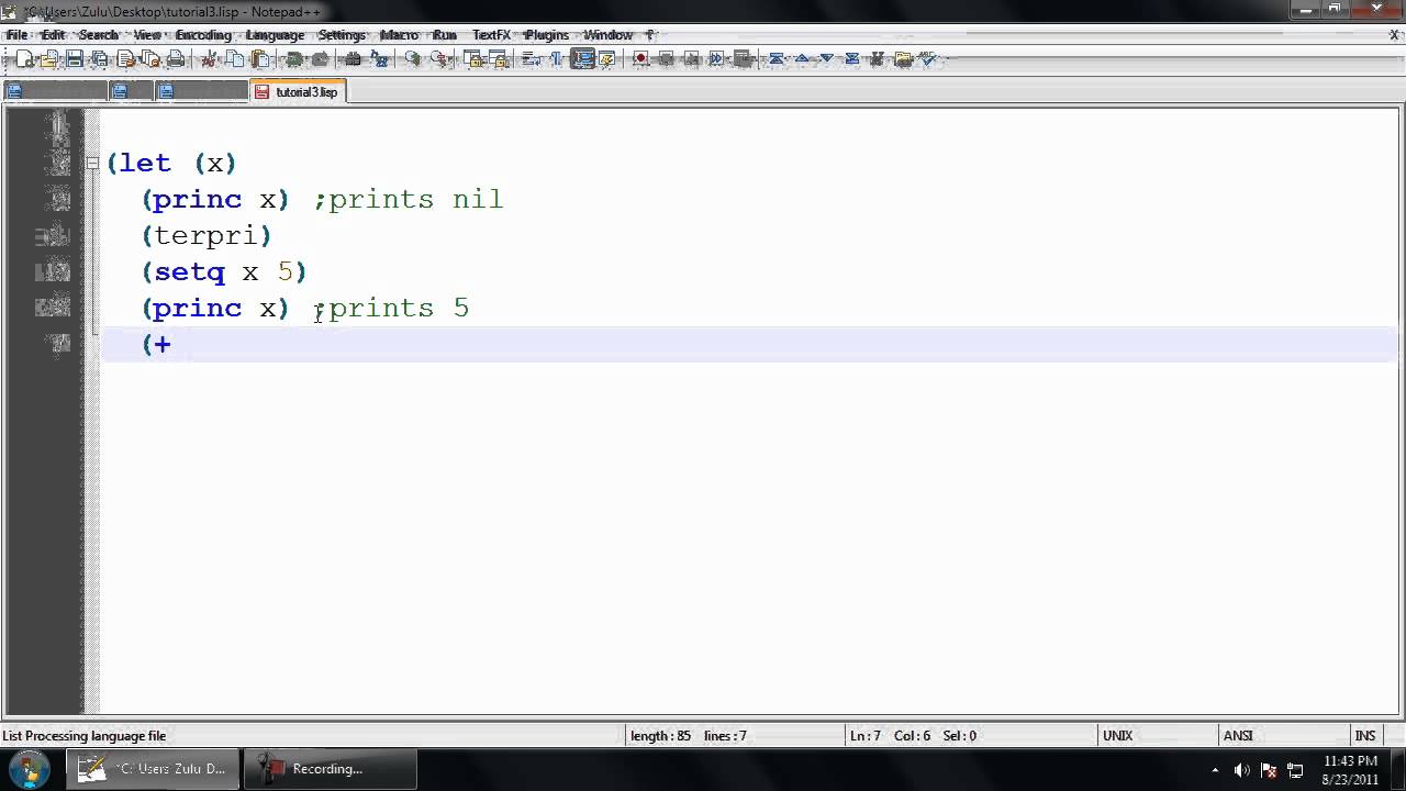 Common Lisp Tutorial - (3) let, let*, setq, defun, phew!