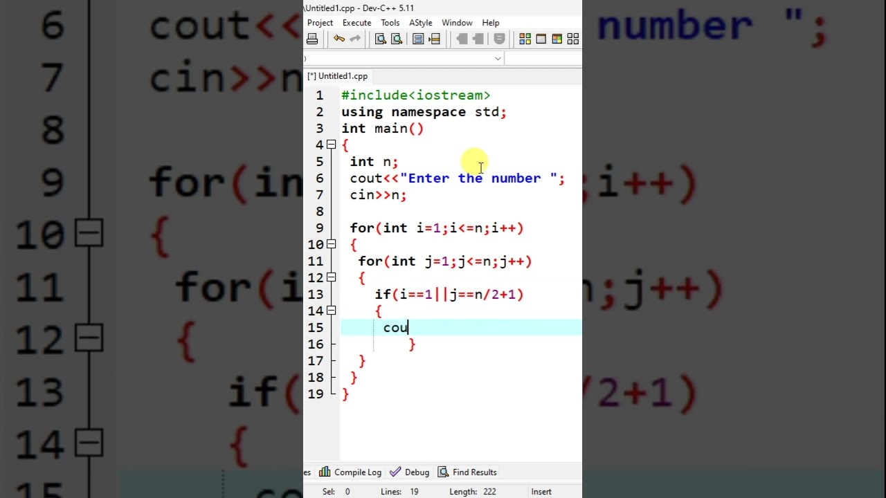Print T alphabet pattern - C++ Program Tutorial  20. C++ pattern code.