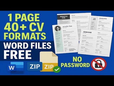 40+ CV Format Word Files Free Download | 1 Page CV | No Password ZIP File