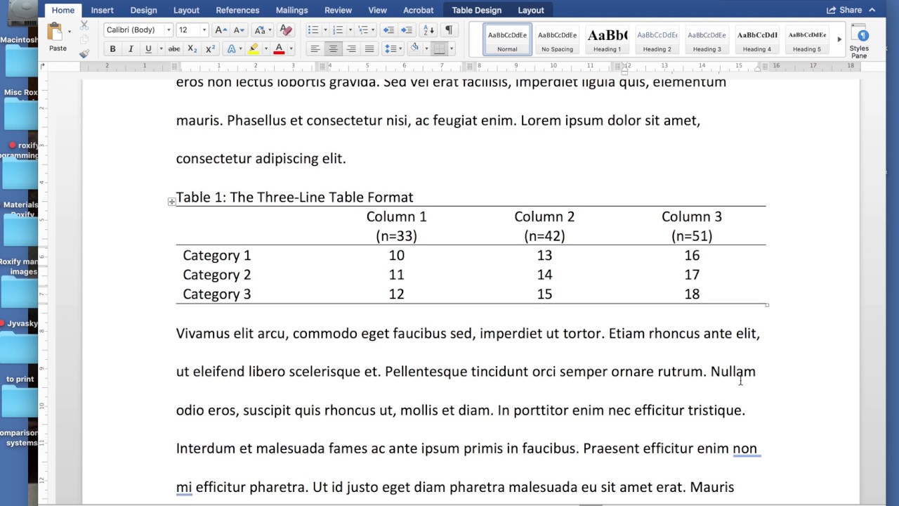 3 line table