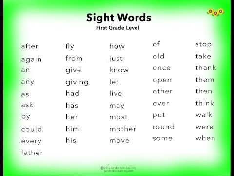 Learn 1st Grade English Sight Words ~ You Tube ~