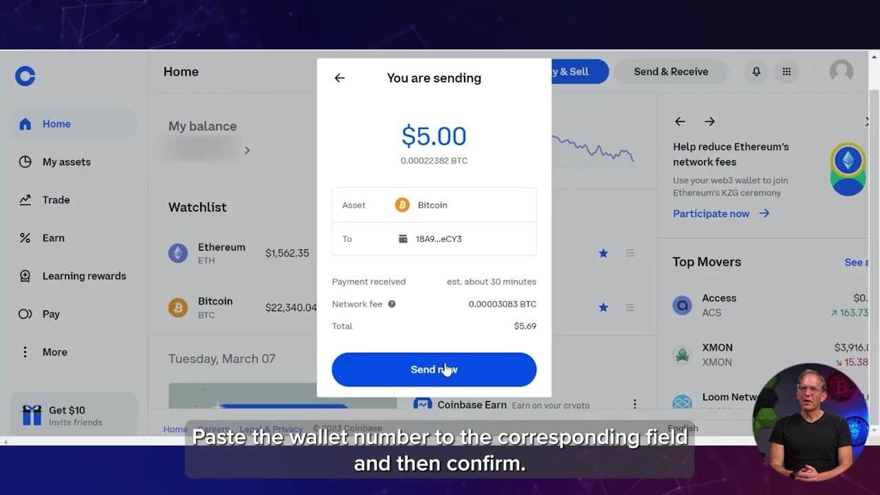 Coinbase - How to make payment on Coinbase
