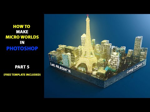 How to Make Microworlds in Photoshop || Glowing #Eiffel Tower Microworld || Speed Art
