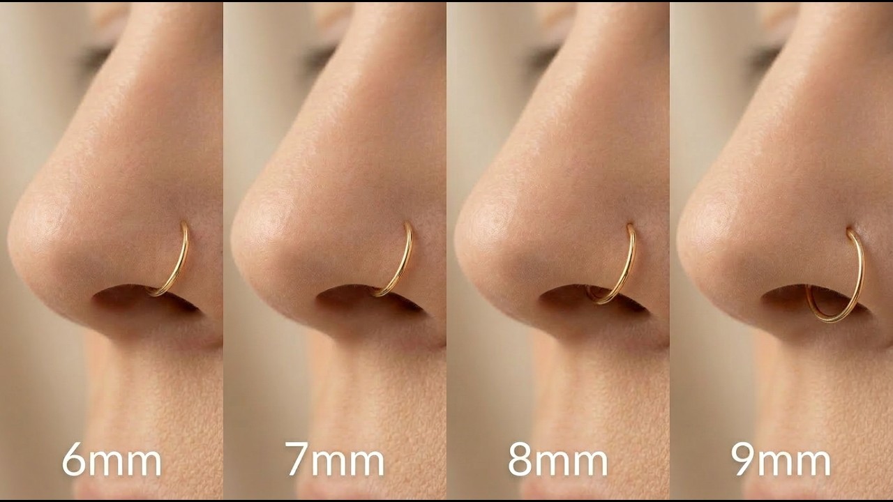 Nostril Hoop Size Guide 6mm vs 7mm vs 8mm vs 9mm  14K Gold Seamless Ring