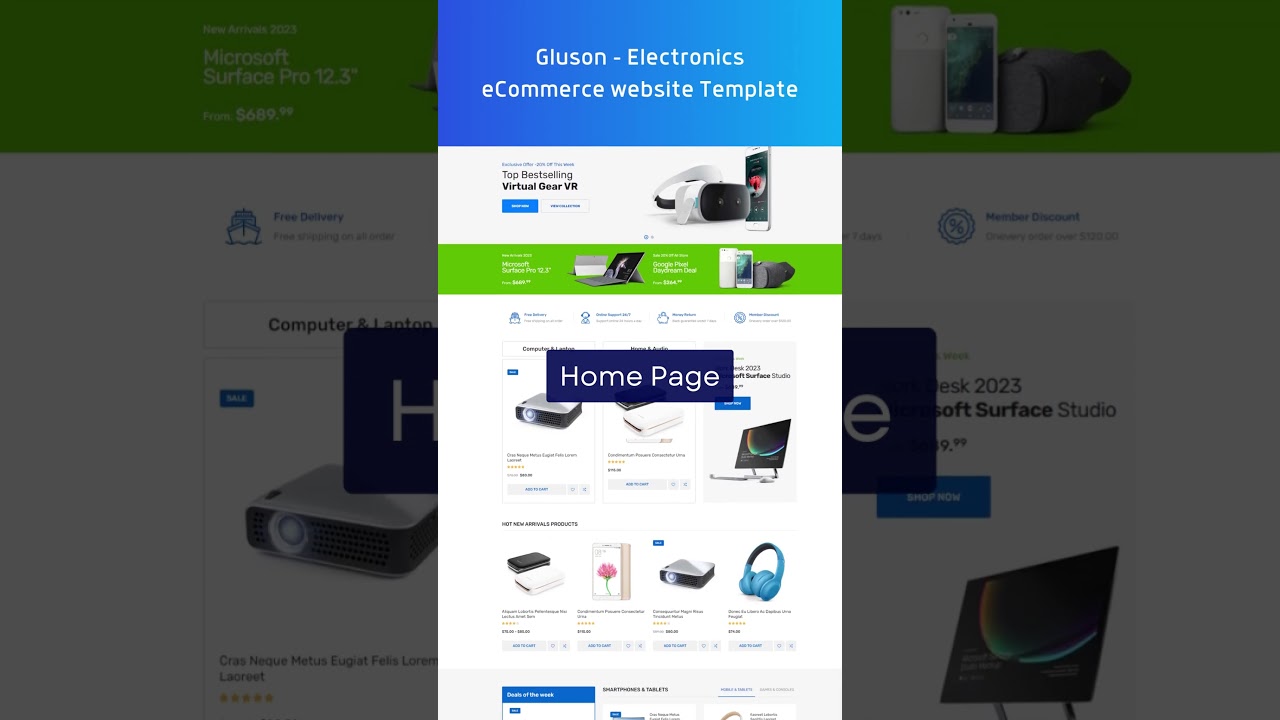 Gluson - Electronics eCommerce website Template #websitetemplate #ecommerce