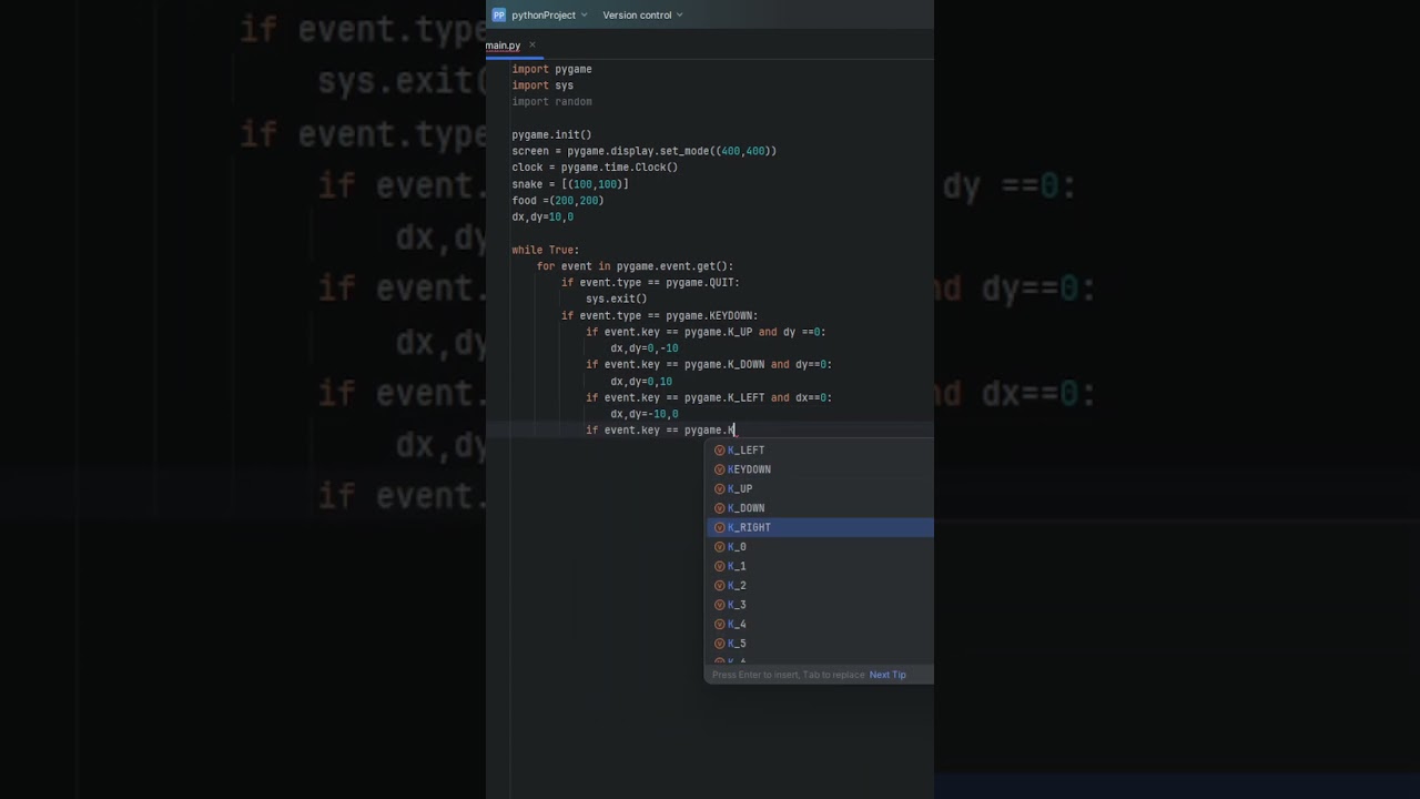 Let's create the snake game in python