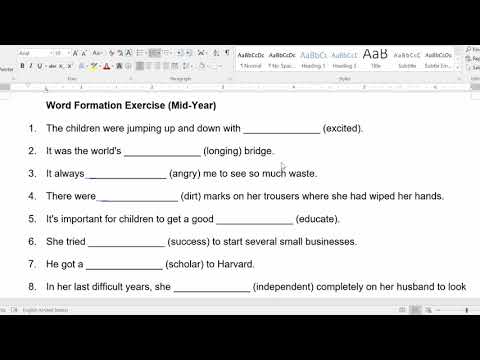 Word Formation (Mid-year Exam Extra Exercise) answer & explanation