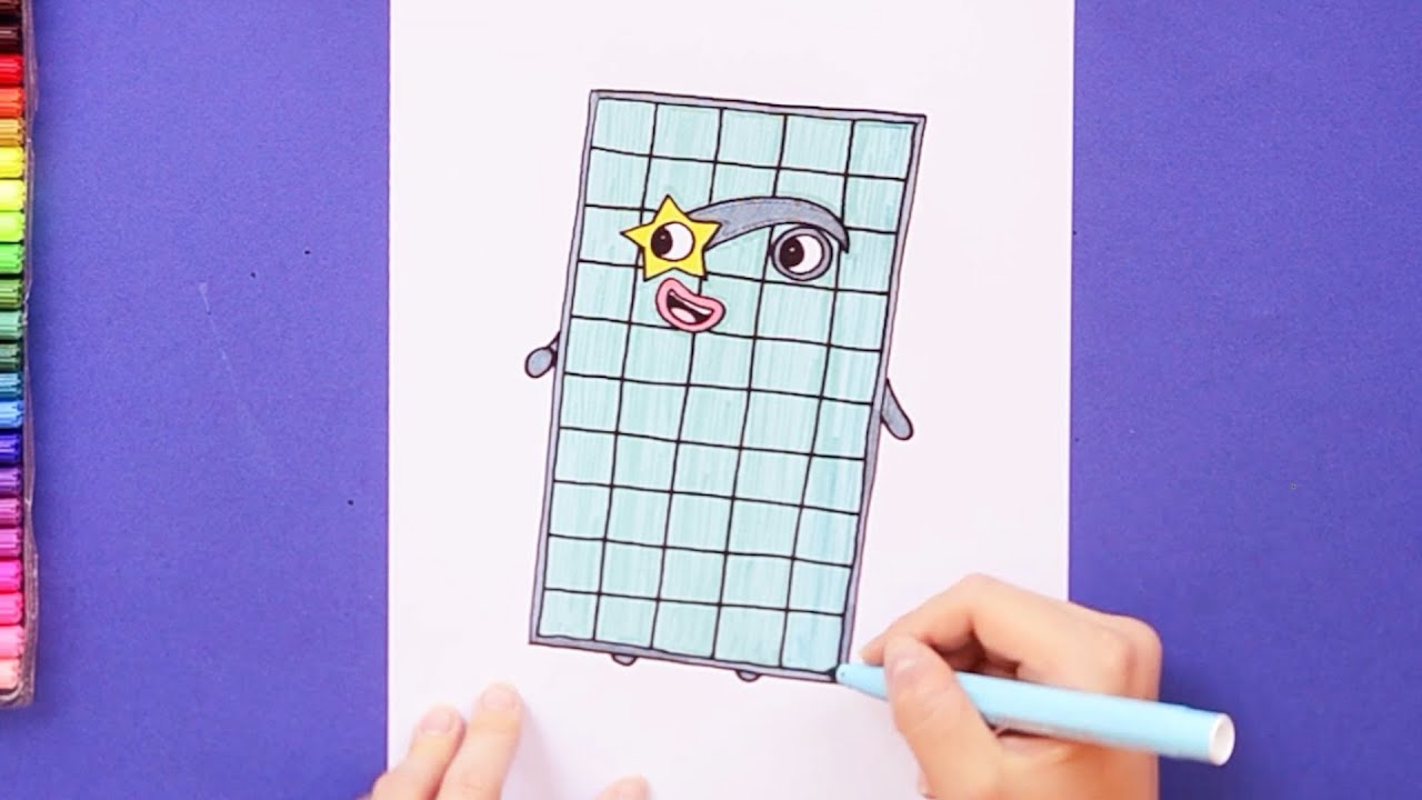 How to draw Numberblocks Block 50