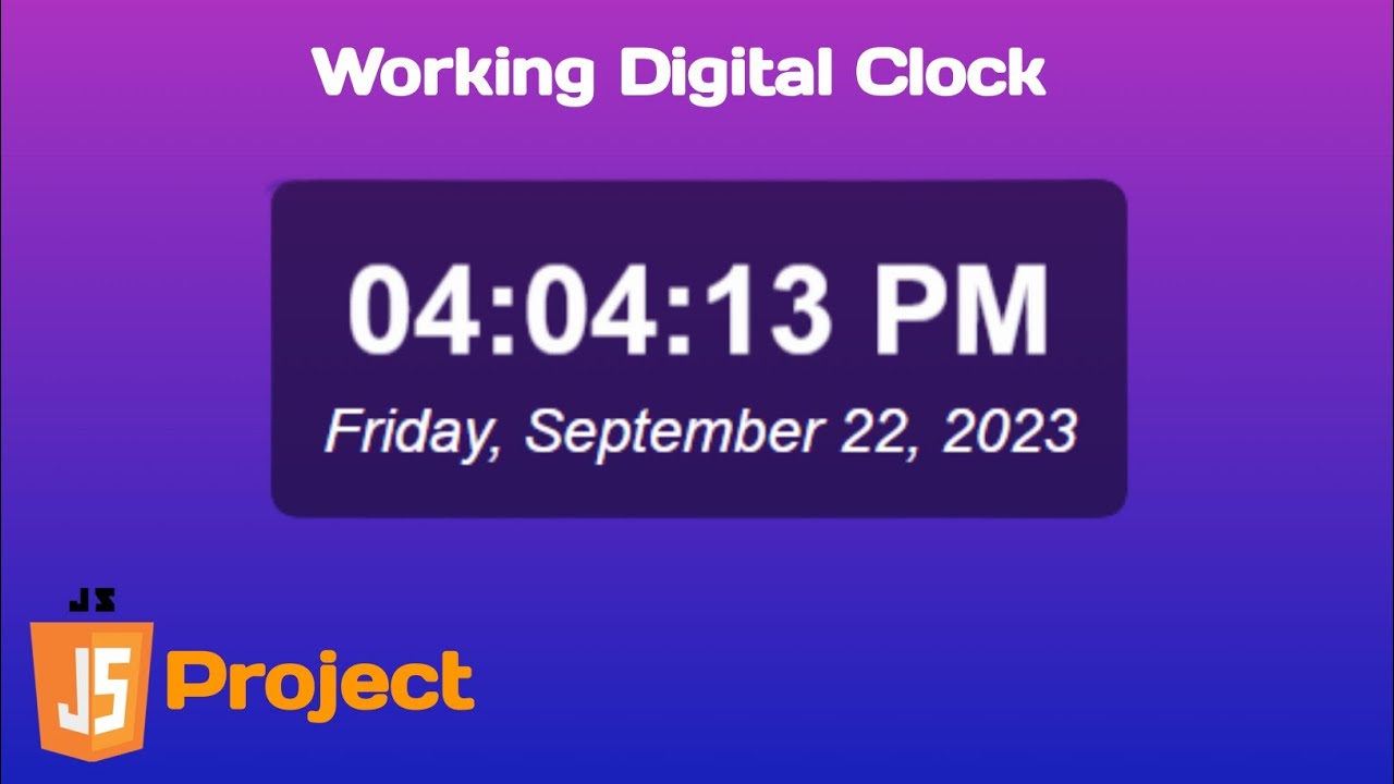 How To Create Working Digital Clock Using HTML CSS & JavaScript | JavaScript Project #javascript