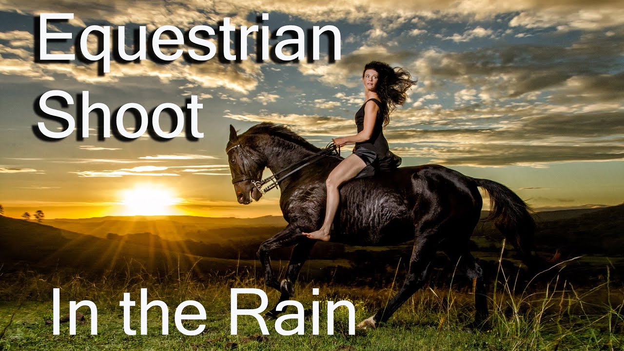 Horse and model shoot in the rain at sunset. Beautiful country. Very talented horse trainer/model