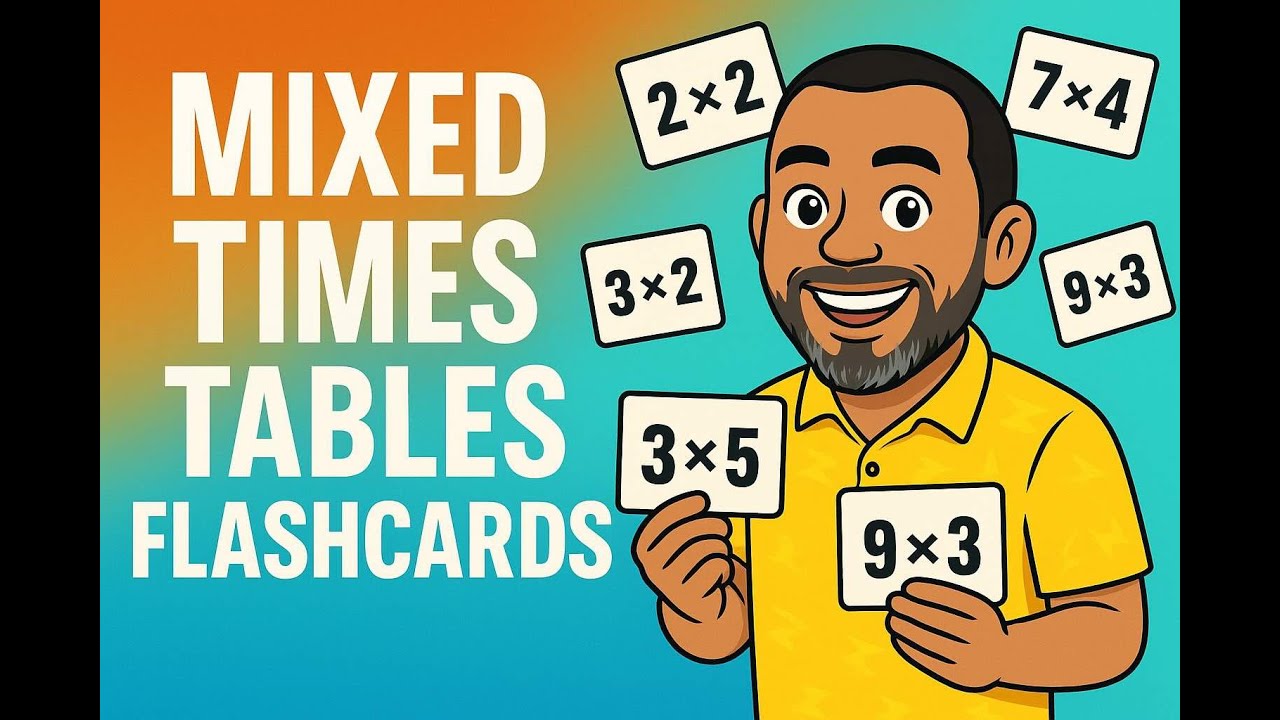 Mixed times tables flashcards, set 1