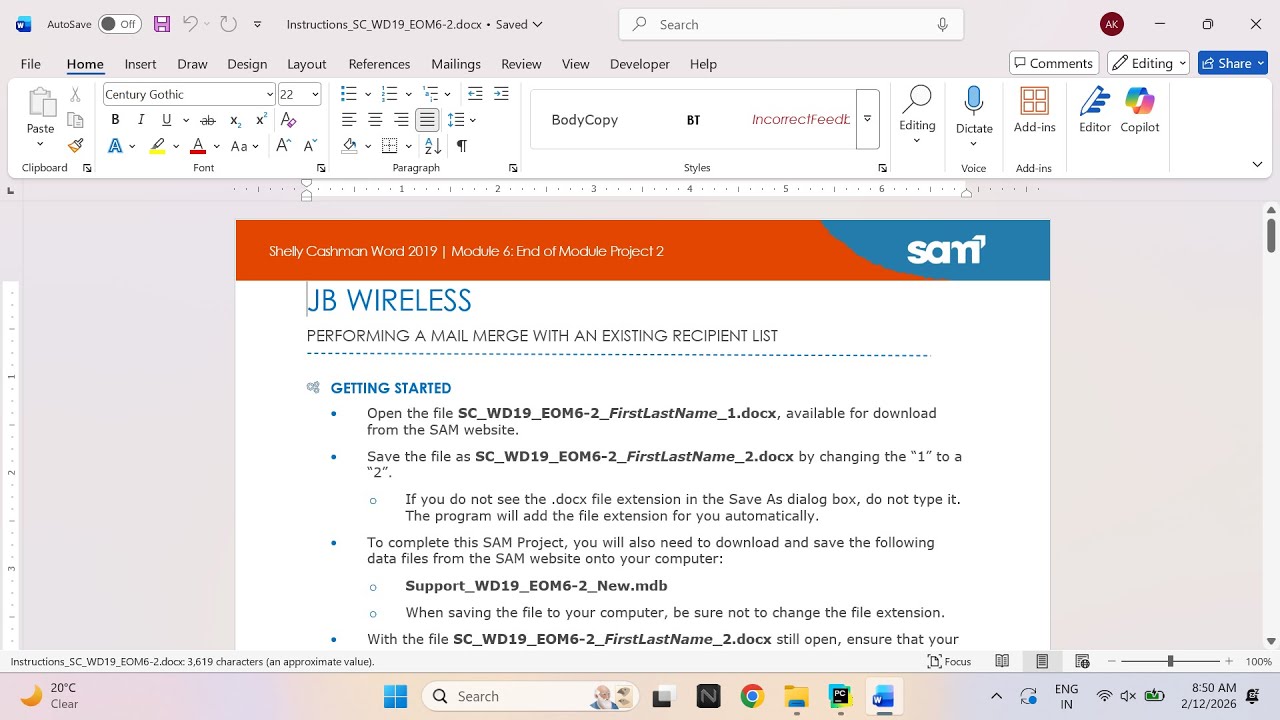 Shelly Cashman Word 2019 | Module 6: End of Module Project 2 JB WIRELESS