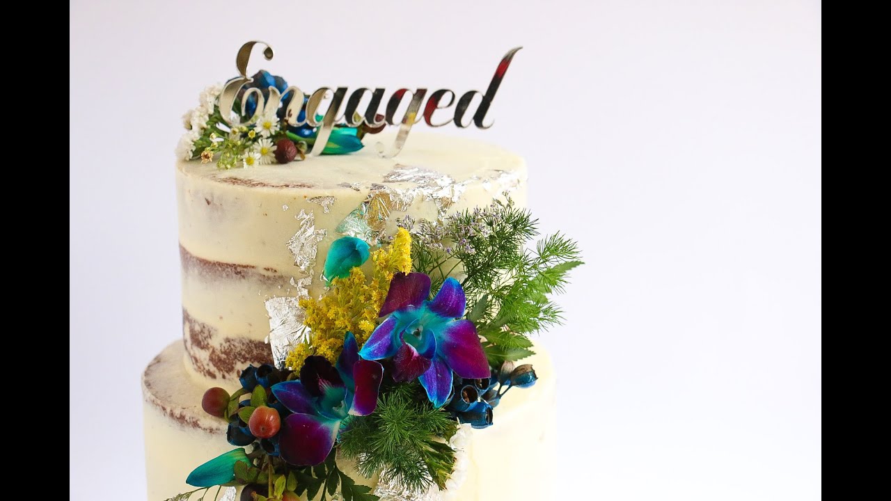 Floral Spray Engagement Cake- Rosie's Dessert Spot