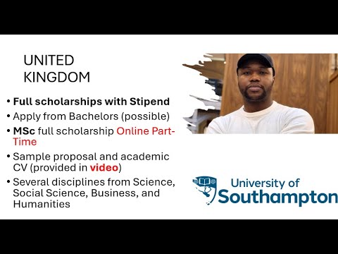 Southampton Full UK scholarships with Stipend (Masters & PhD); Online & Part-Time