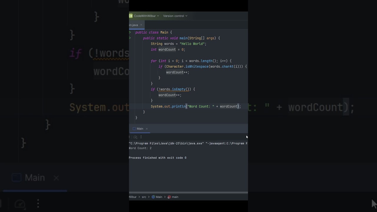 Word Count in Java | Beginner Program #shorts #shortvideo  #javaprogramming #javatutorial