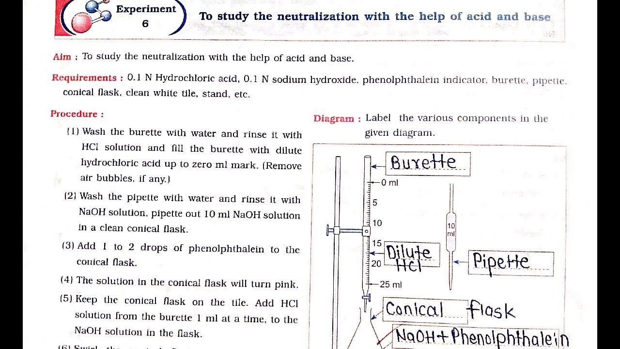 9th Class Science and Technology Part-1 Practical Book Experiment No-6