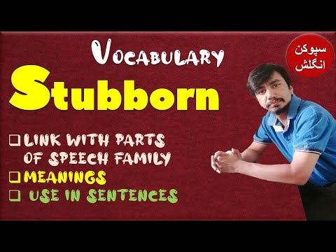 Stubborn meaning & use in sentences - Improve Vocabulary - Words Meaning in Urdu/Hindi