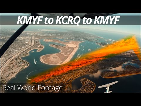 Flight from Montgomery Gibbs Airfield KMYF to Palomar KCRQ and back -- Simulator and Real Footage