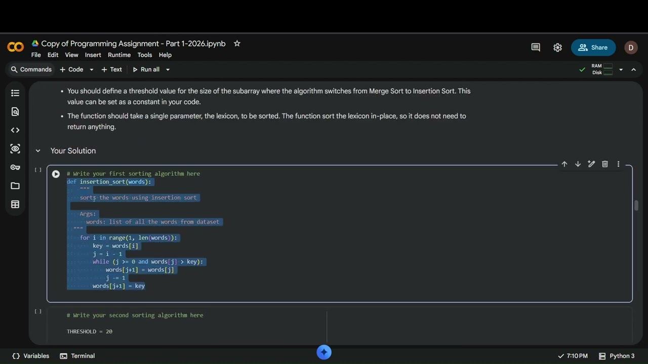 Assignment Algorithms and Data structures