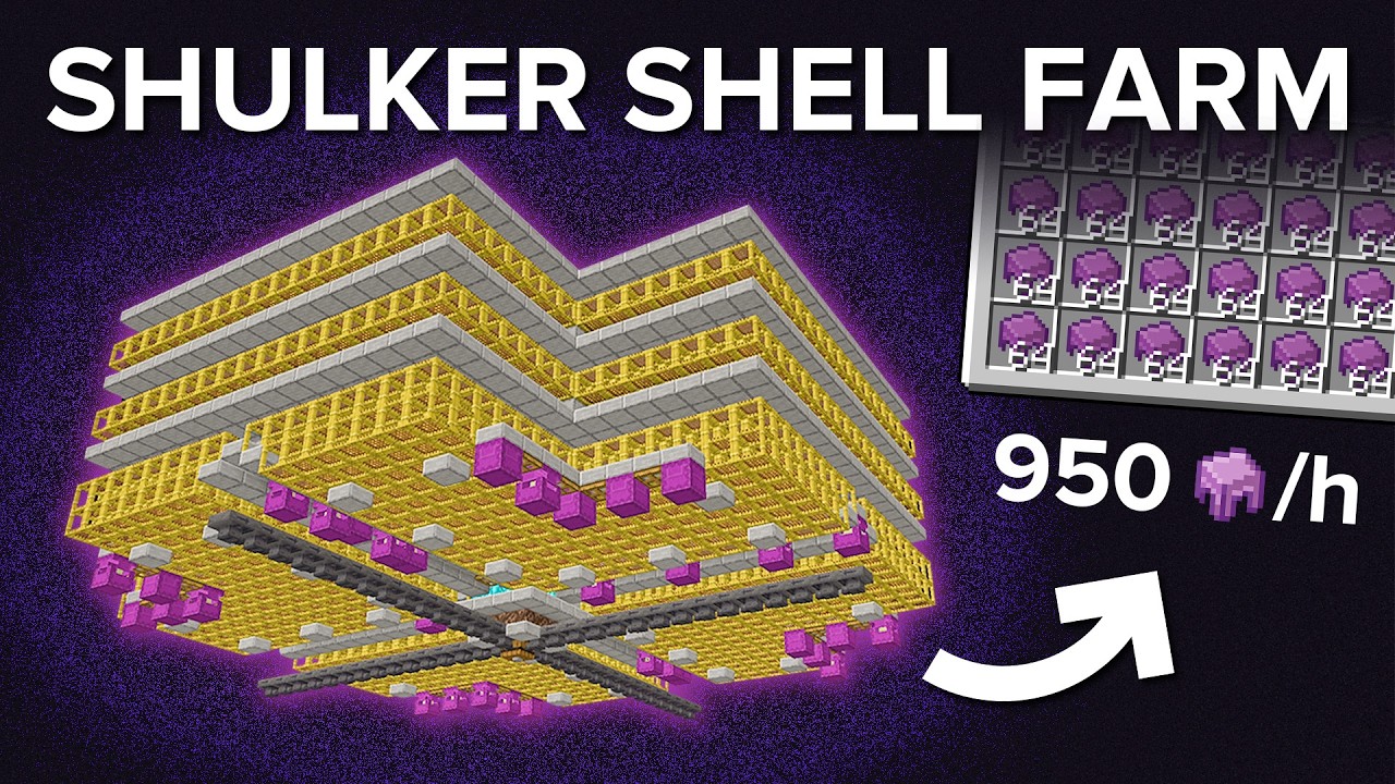 Minecraft 1.21+ Easy Shulker Shell Farm - 950 Shells Per Hour ...