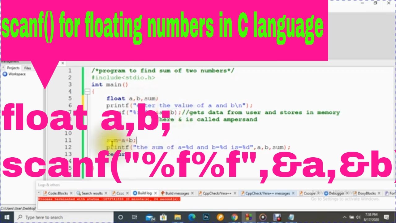 how to use scanf() for fractional numbers? (part 7.2)