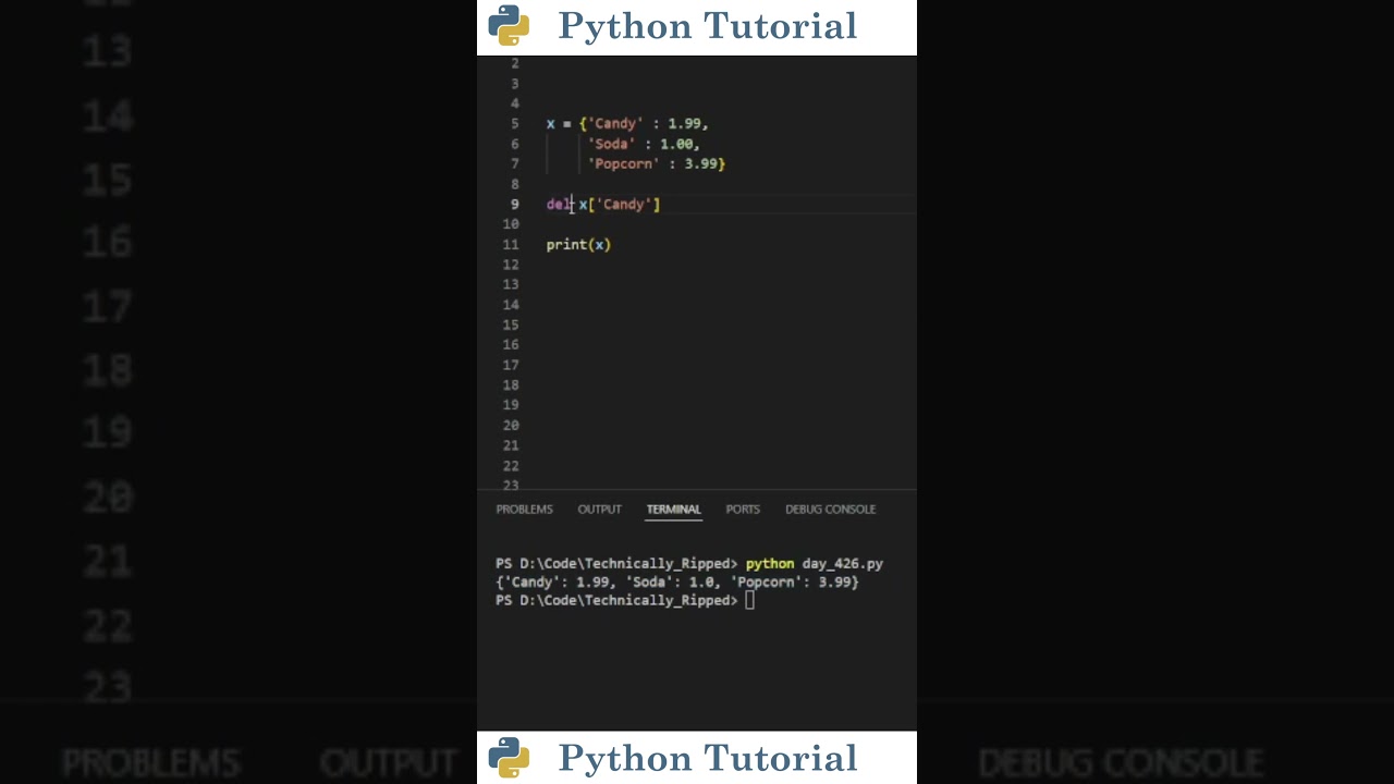 Deleting Keys From A Python Dictionary | Python Tutorial