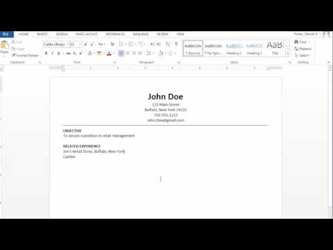 Formatting your resume in MS Word