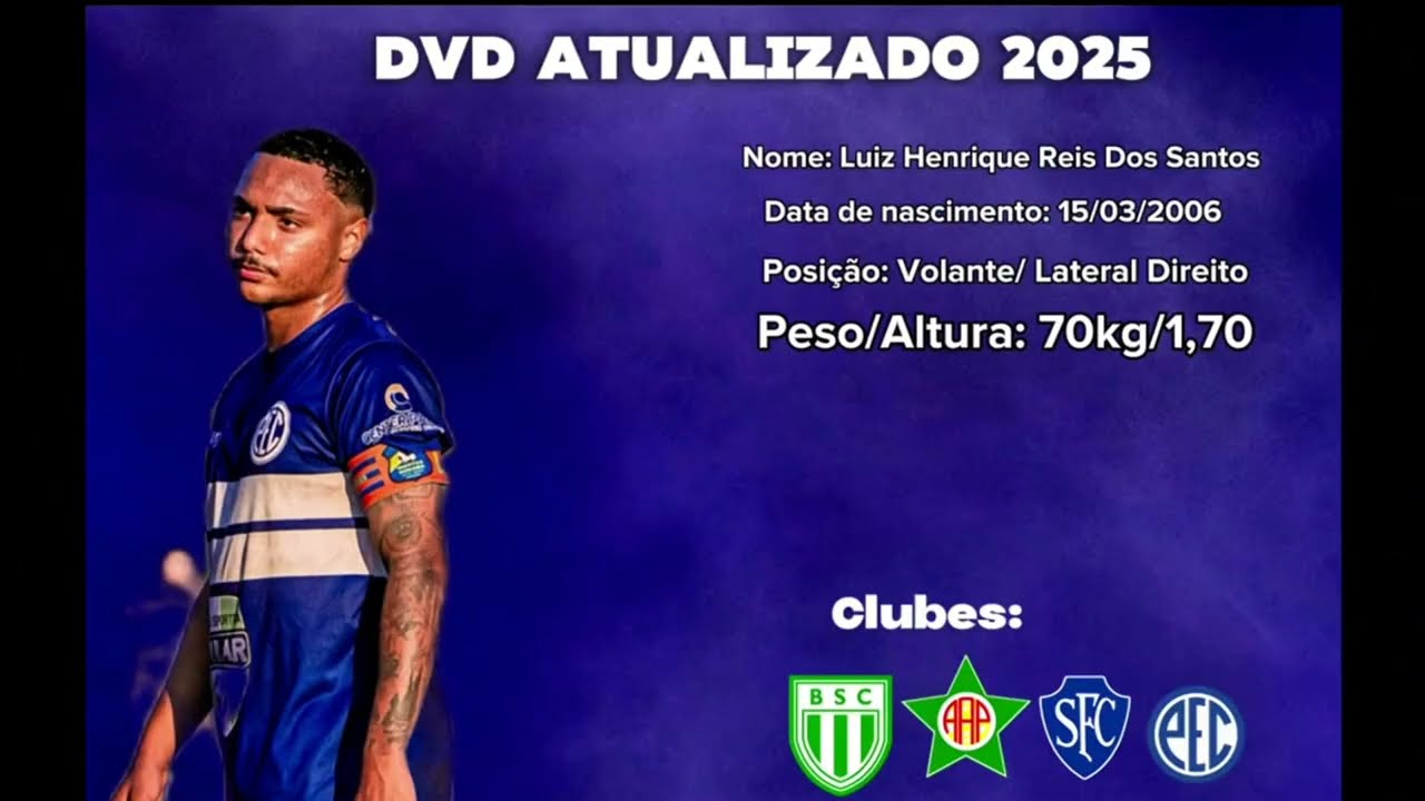 LUIZ HENRIQUE REIS DOS SANTOS  - VOLANTE /LATERAL DIREITO 2006 -   LINK ATUALIZADO 2025