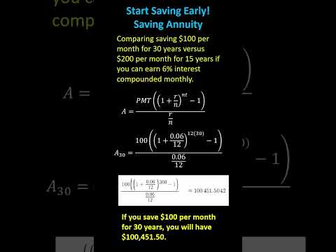 Savings Annuity: Compare $100/Month for 30 Years to $200/Month for 15 Years #math #savingmoney