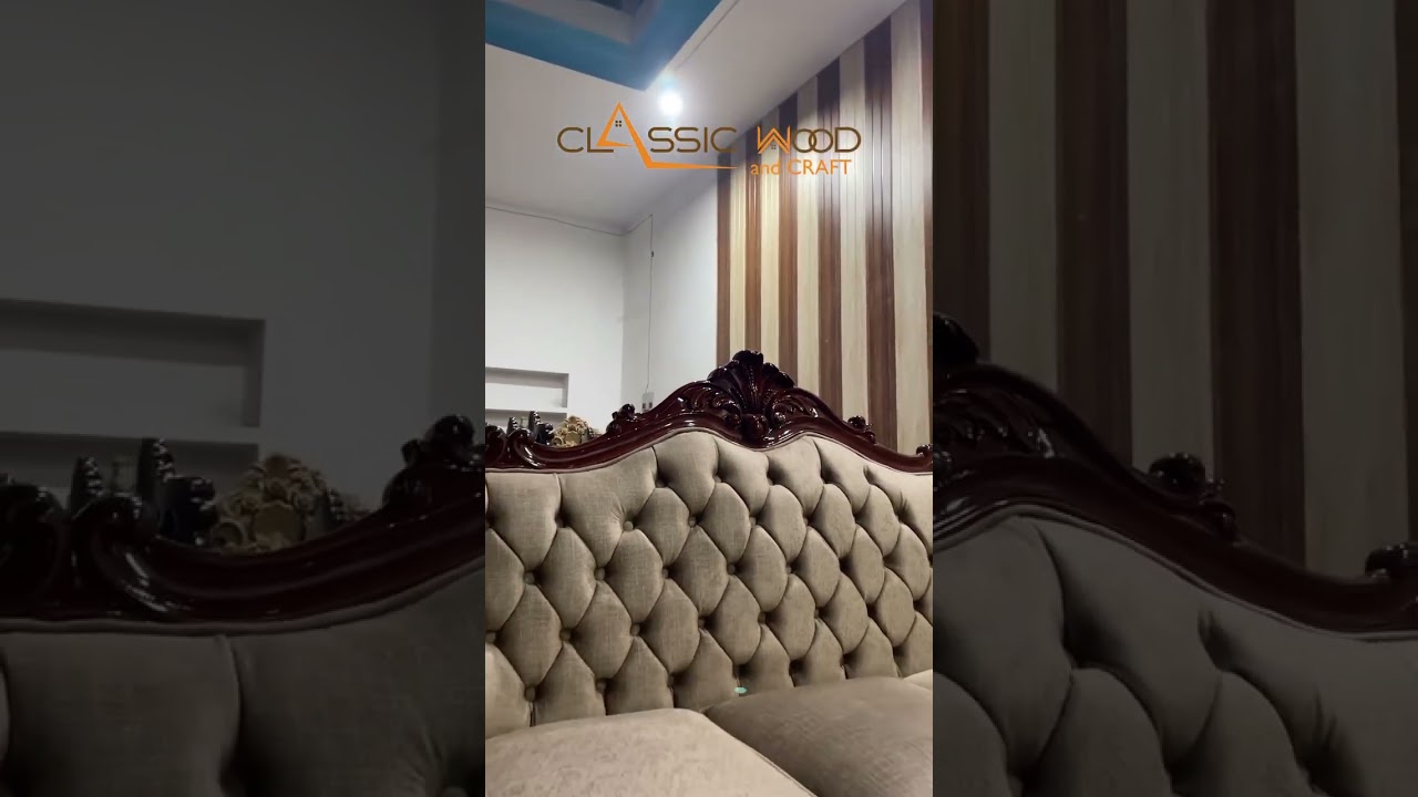 Classic wood and craft vintage 3 seater teak wood sofa set #classicfurniture #royalfurniture #sofa