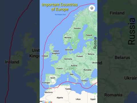 Important countries of Europe world map study
